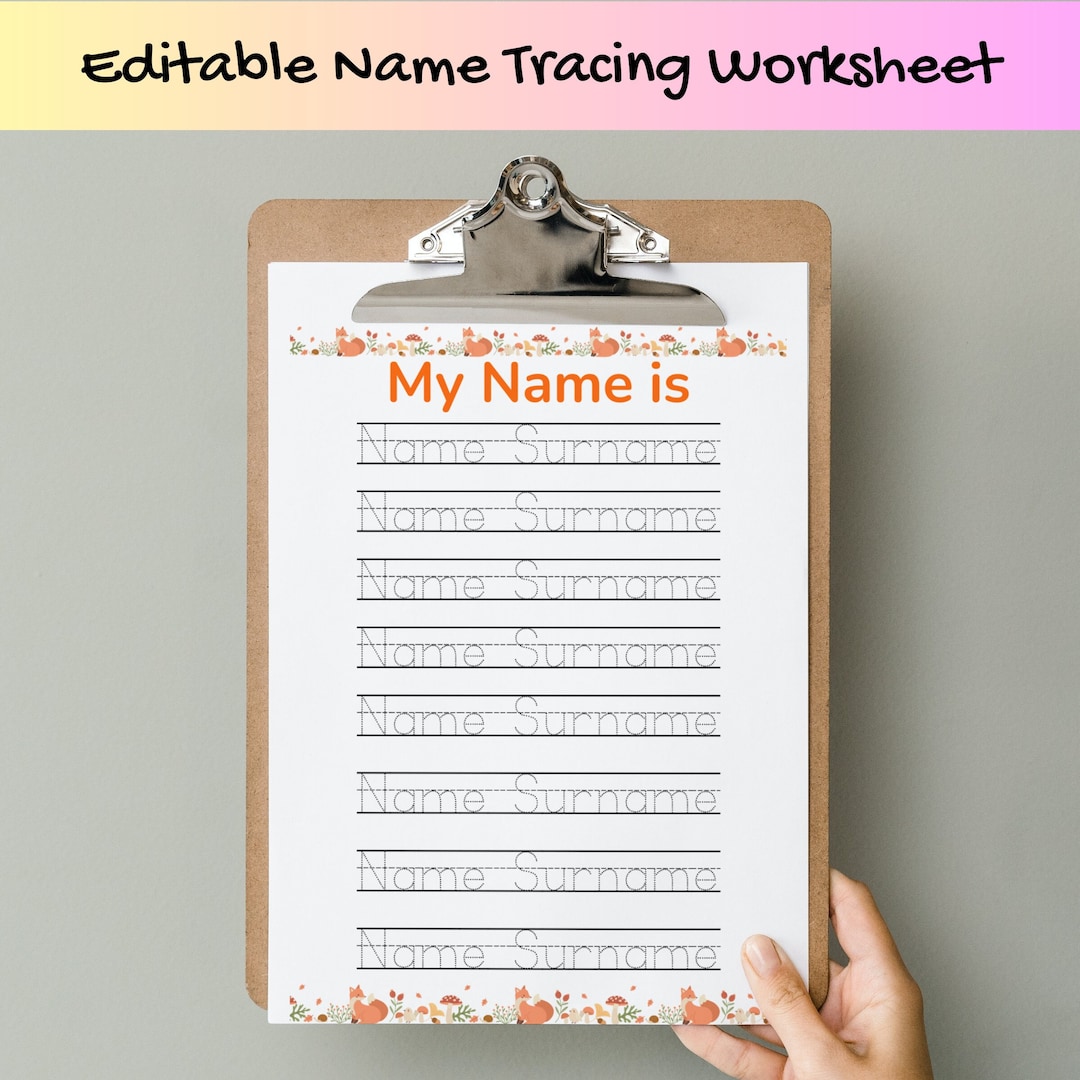 Editable Children Name Tracing Worksheet, Personalized Handwriting ...