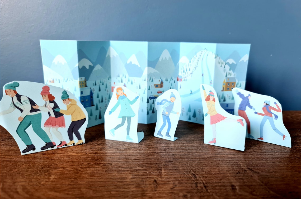 Mountain Skiing Ice Skating Pop up Quiet Book Diorama, DIY Project ...