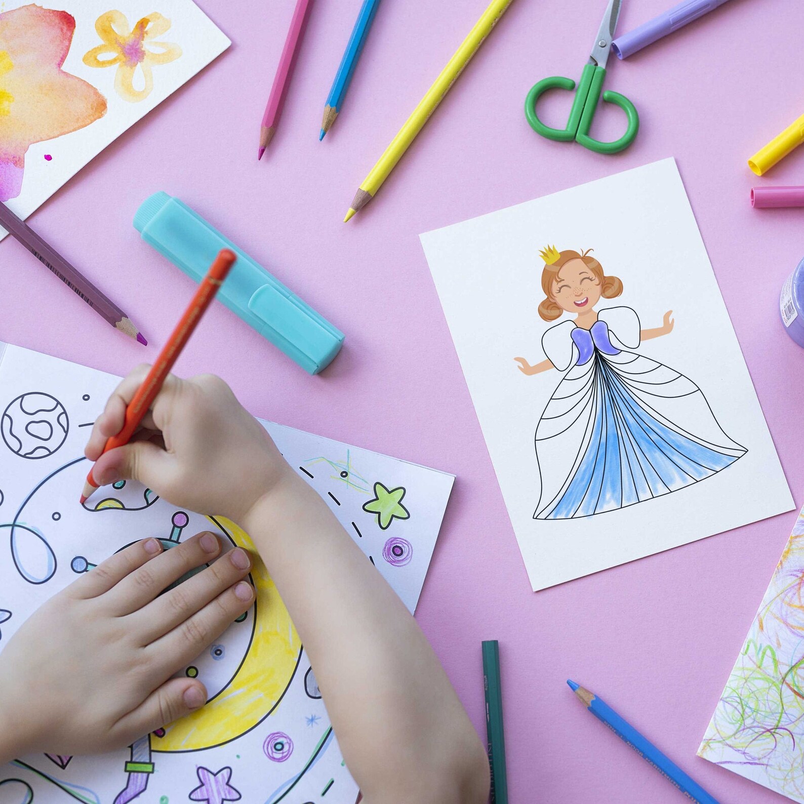 Princess Coloring Book, Prewriting Activity, Kids Coloring Pages ...