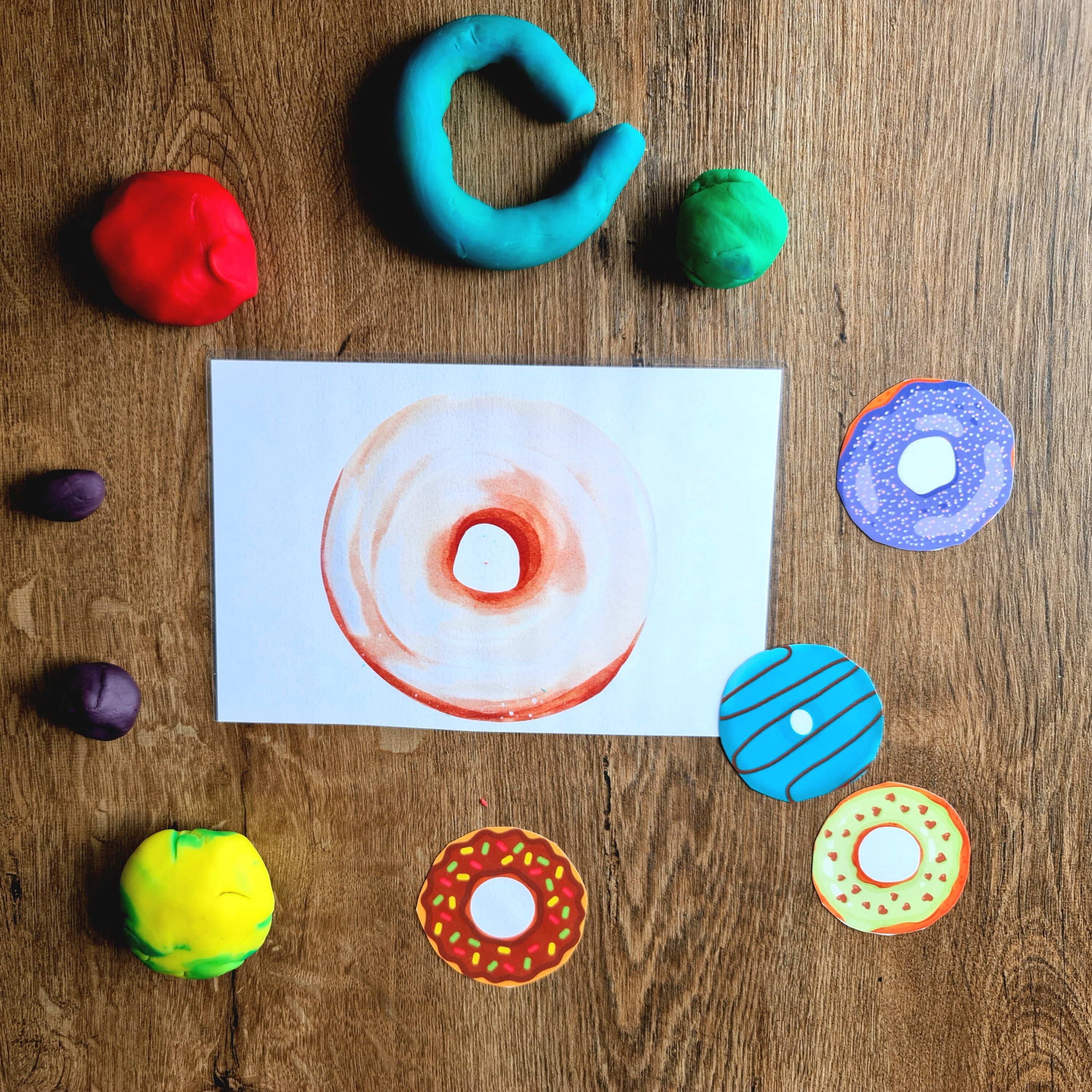 Donut Play Dough Mat Pretend Play, Fine Motor Skill, Preschool Activity ...