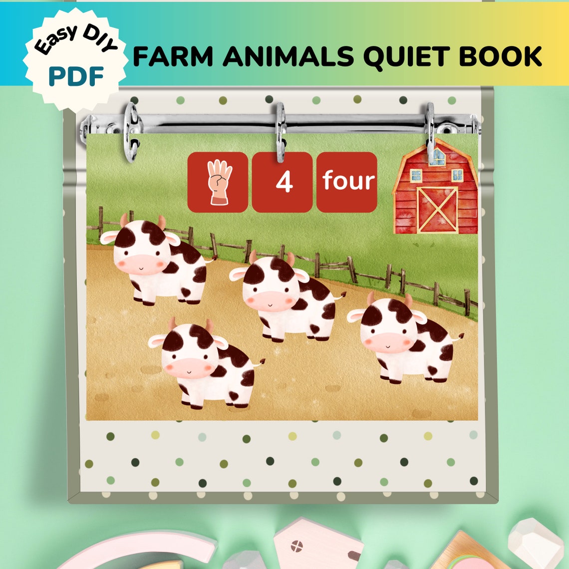 Farm Animals Toddler Quiet Book, Educational Printables, Activity Book ...