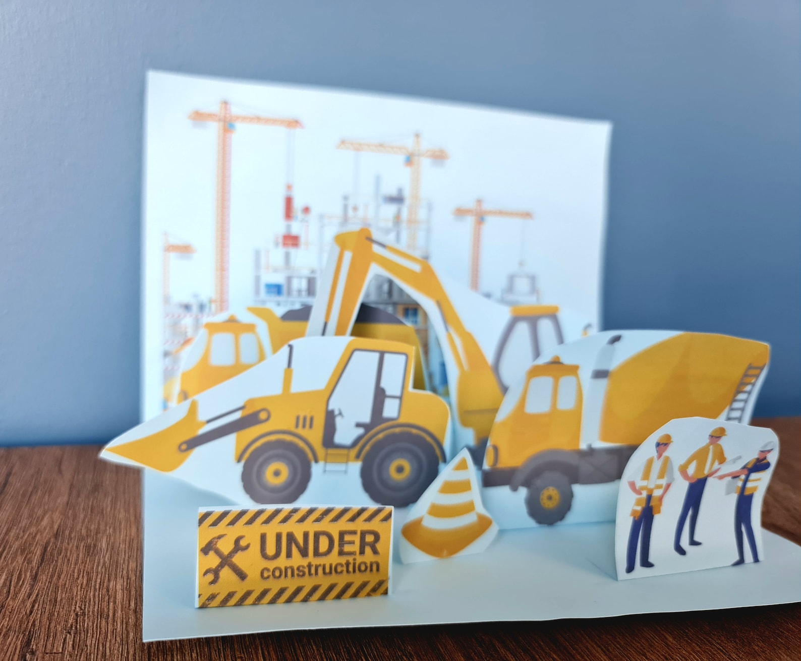 Construction Pop up Quiet Book Page, Cut & Glue DIY Project, Kid Paper ...