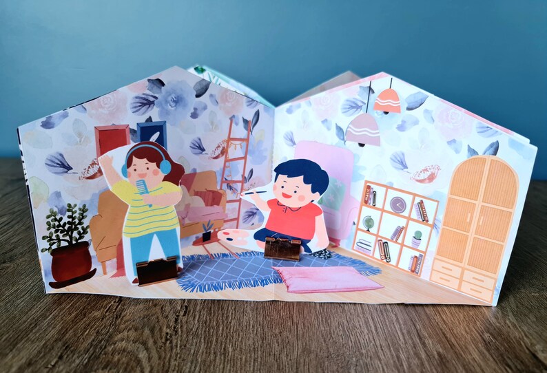 Printable Paper Doll House, Cut and Glue Book, Printable Dollhouse Book ...