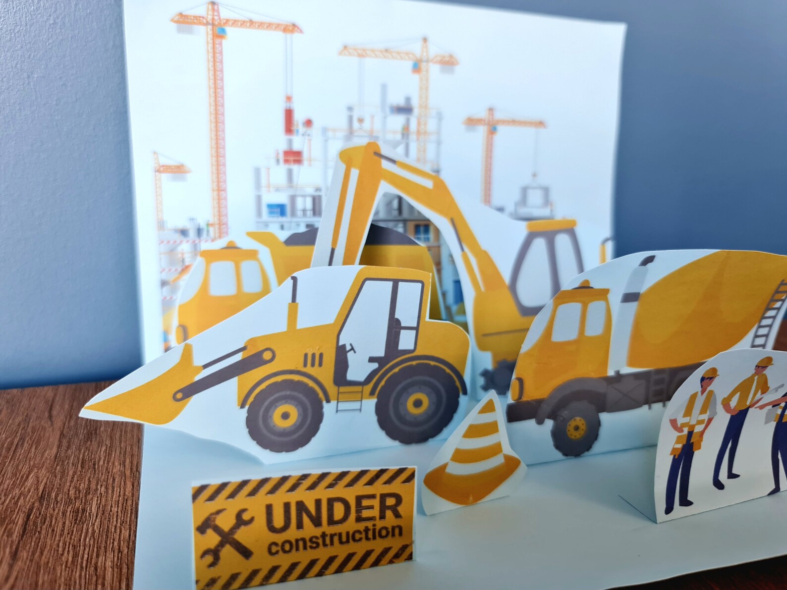 Construction Pop up Quiet Book Page, Cut & Glue DIY Project, Kid Paper ...