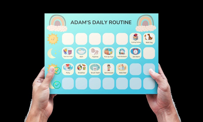 Behavior Chart for Kids, Routine Card, Morning Checklist, Daily Planner ...
