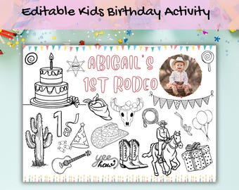 Rodeo Birthday Coloring Page, First Rodeo Party Kids Name Coloring ...