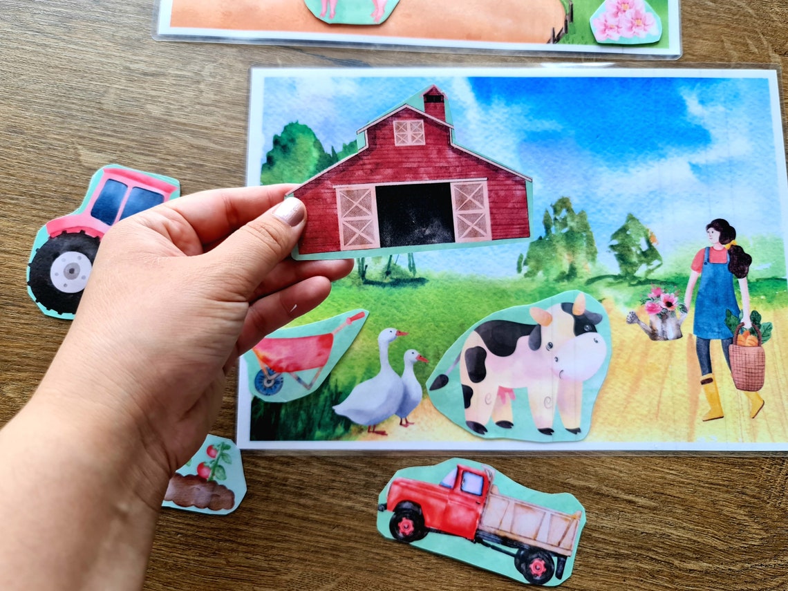 Farm Animals Cut and Glue DIY Book, Preschool Sticker Book, Montessori ...
