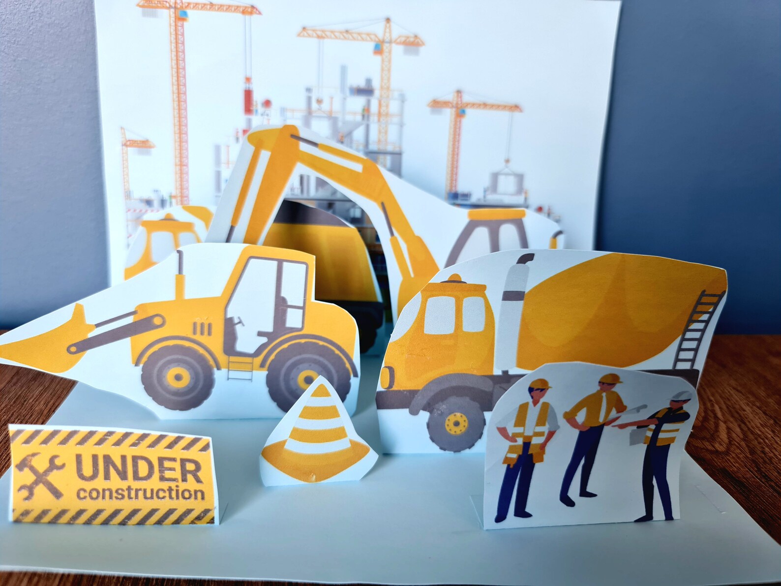 Construction Pop up Quiet Book Page, Cut & Glue DIY Project, Kid Paper ...