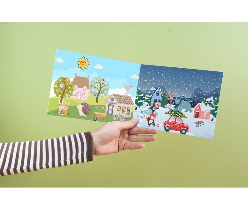 Seasons Sorting Cut and Glue DIY Book Preschool Sticker Book - Etsy