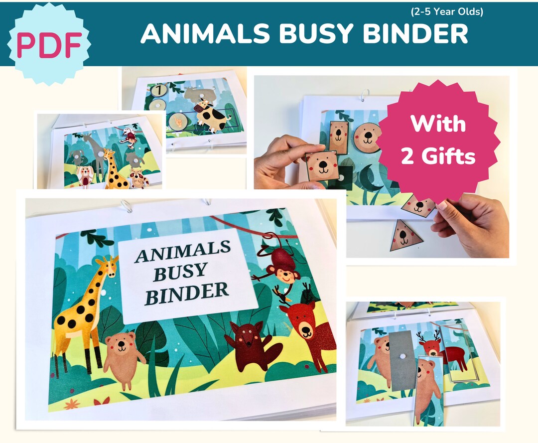 Animals Busy Binder, Activity Book Toddler, Quiet Book, Educational ...
