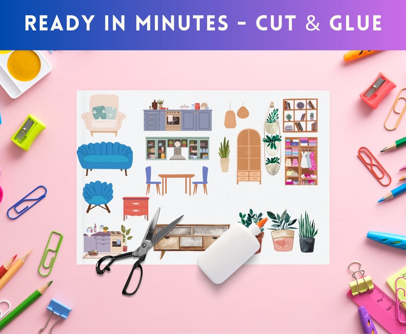 Paper Miniature Doll House Quiet Book, Dramatic Pretend Play, Cut ...