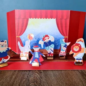 Circus Paper Puppet Theatre Stage, Craft Stick Pretend Play, Doorway ...