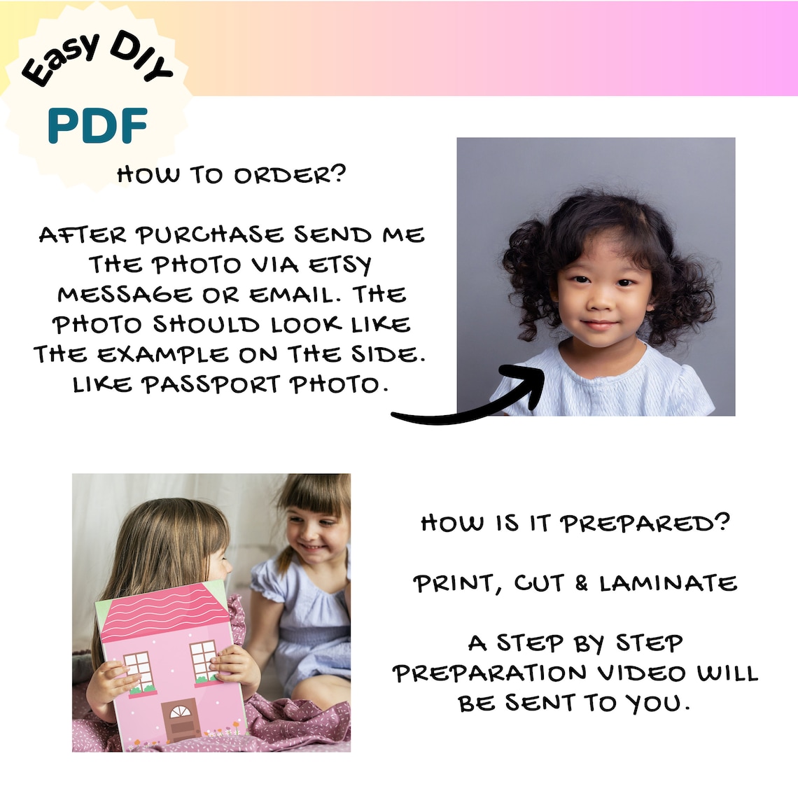 Personalized Paper Doll From Photo, Custom Kid Birthday Gift Toy, Doll ...