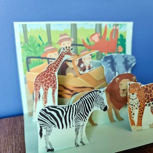 Safari Animals Pop up Quiet Book Page, Cut and Glue DIY Project, Kid ...