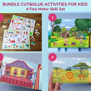 Bundle Cut and Glue DIY Book, Preschool Sticker Book, Montessori Toy ...