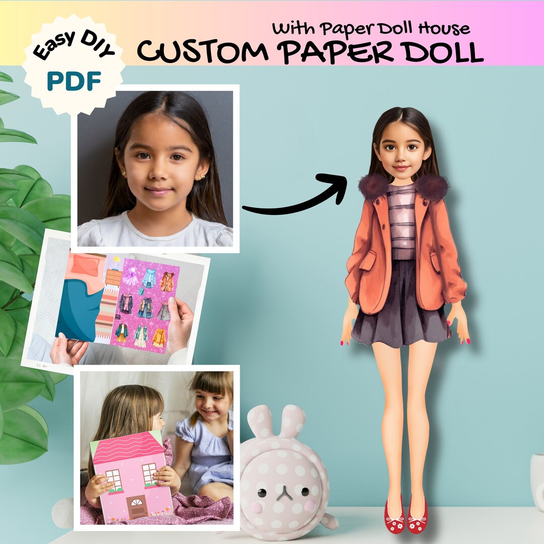 Personalized Paper Doll From Photo, Custom Kid Birthday Gift Toy, Doll ...