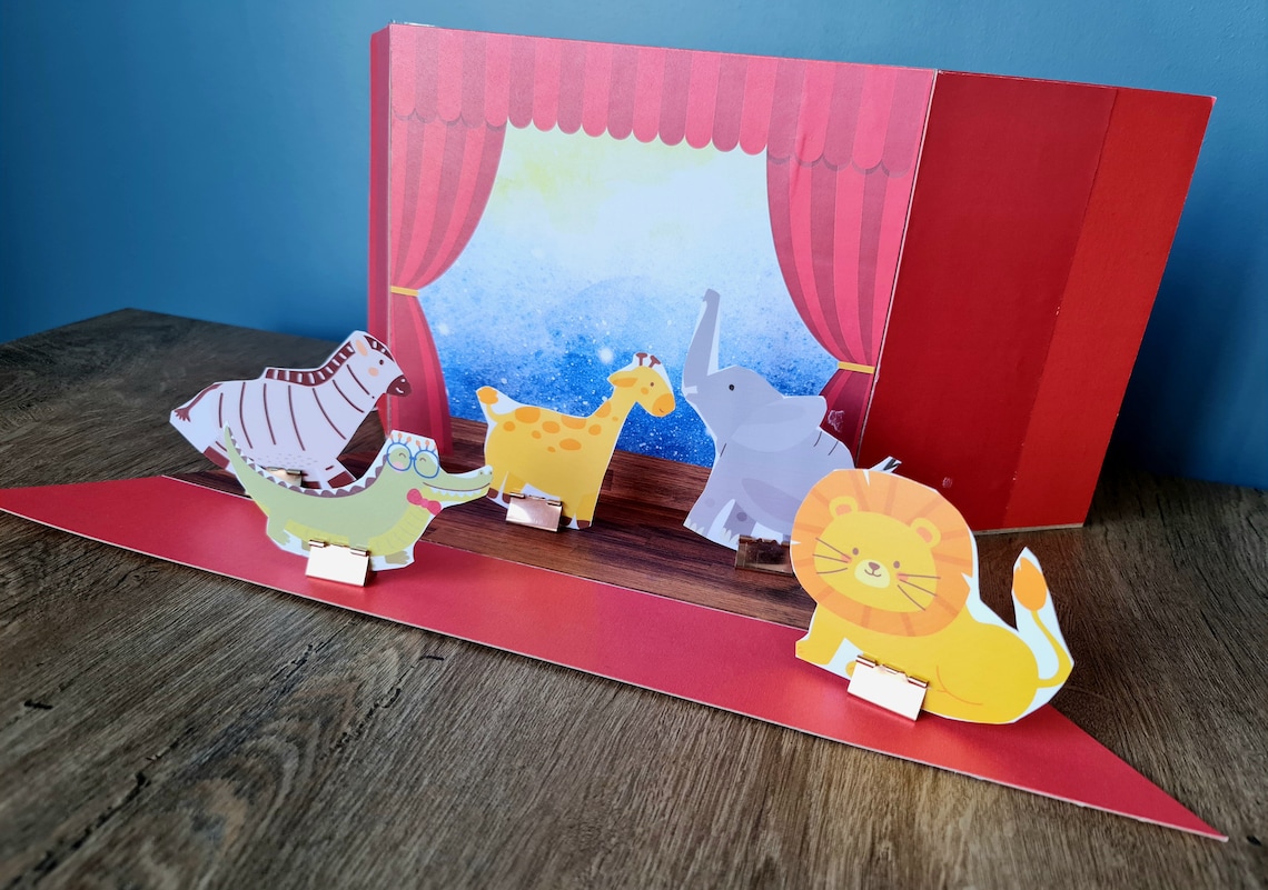Animal Paper Puppet Theatre Stage, Craft Stick Pretend Play, Childcare ...