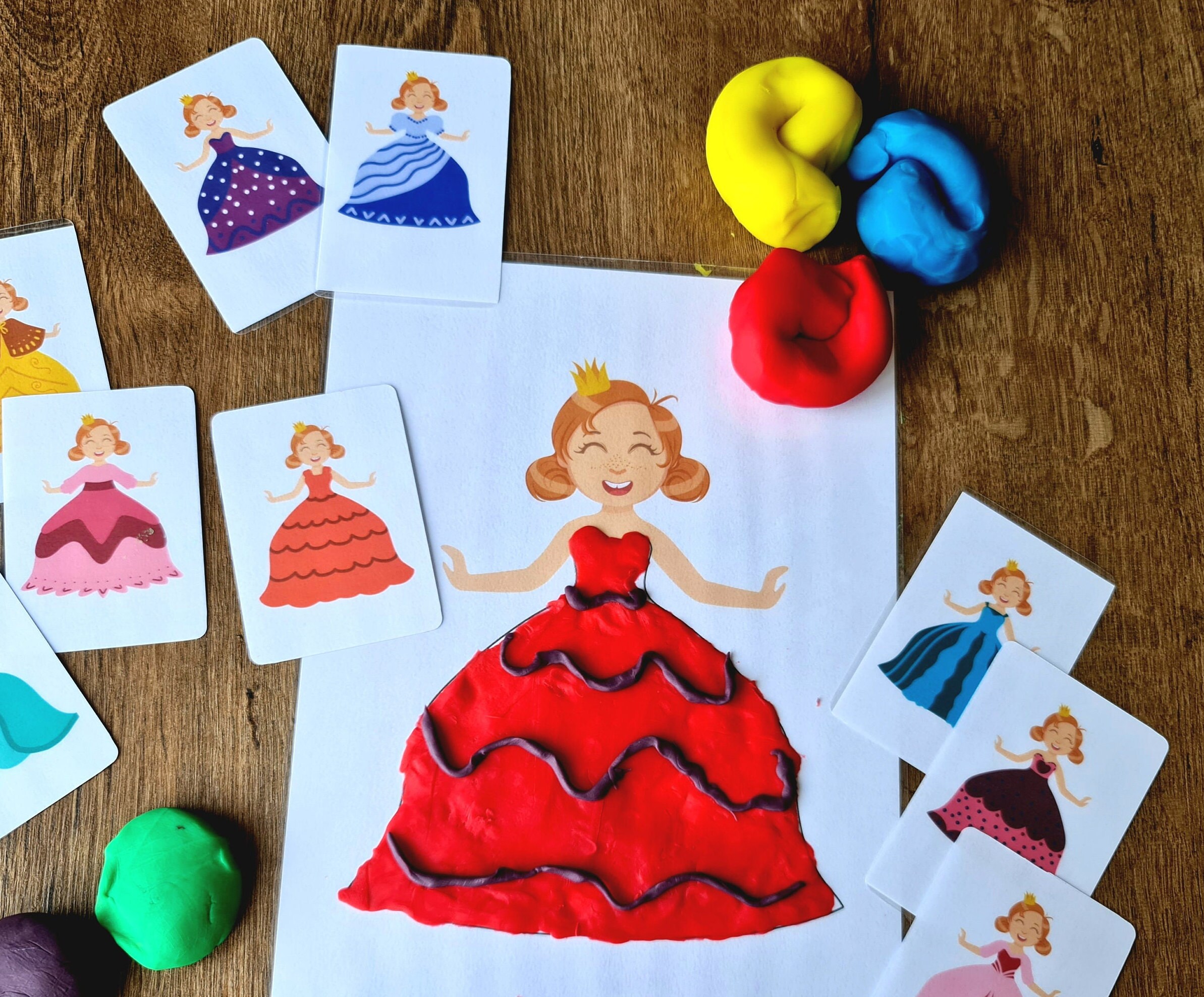 Princess Dress up Play Dough Mat, Fine Motor Skill, Preschool Activity ...