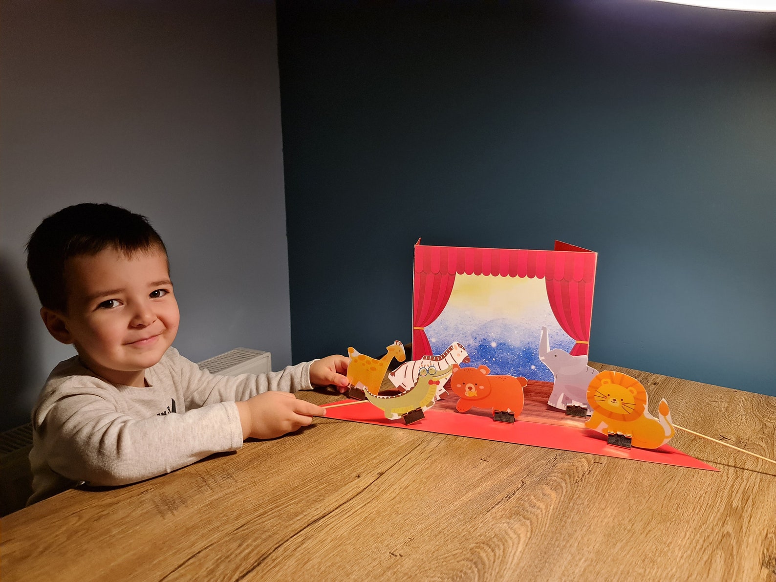 Animal Paper Puppet Theatre Stage, Craft Stick Pretend Play, Childcare ...