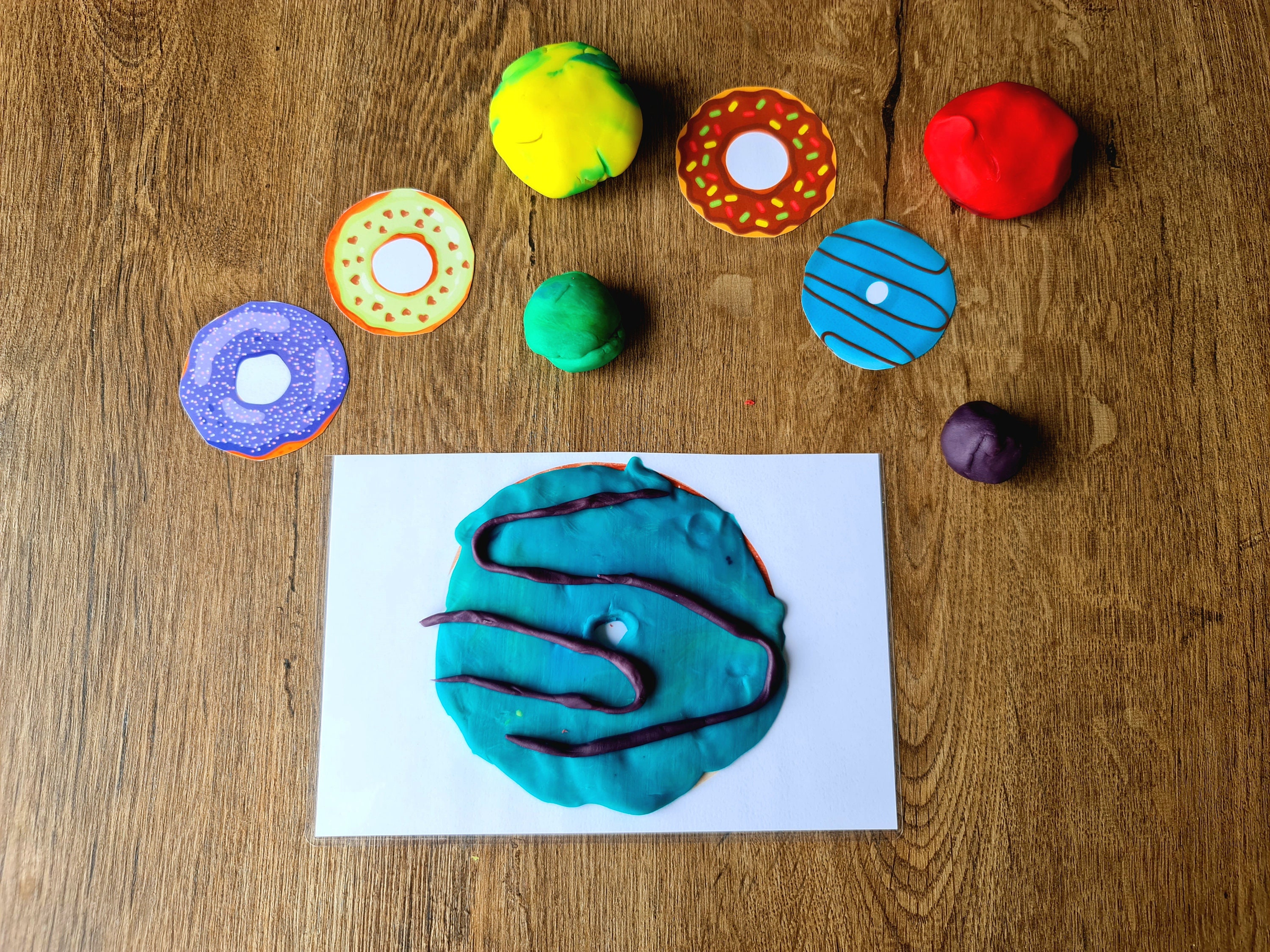 Donut Play Dough Mat Pretend Play, Fine Motor Skill, Preschool Activity ...