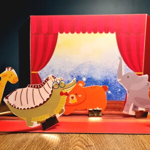 Animal Paper Puppet Theatre Stage, Craft Stick Pretend Play, Childcare ...