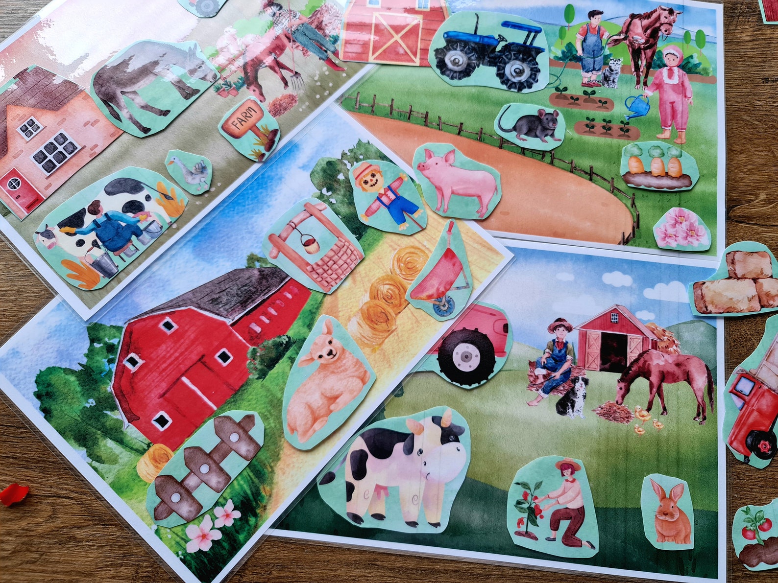 Farm Animals Cut and Glue DIY Book, Preschool Sticker Book, Montessori ...