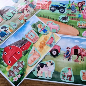 Farm Animals Cut and Glue DIY Book, Preschool Sticker Book, Montessori ...
