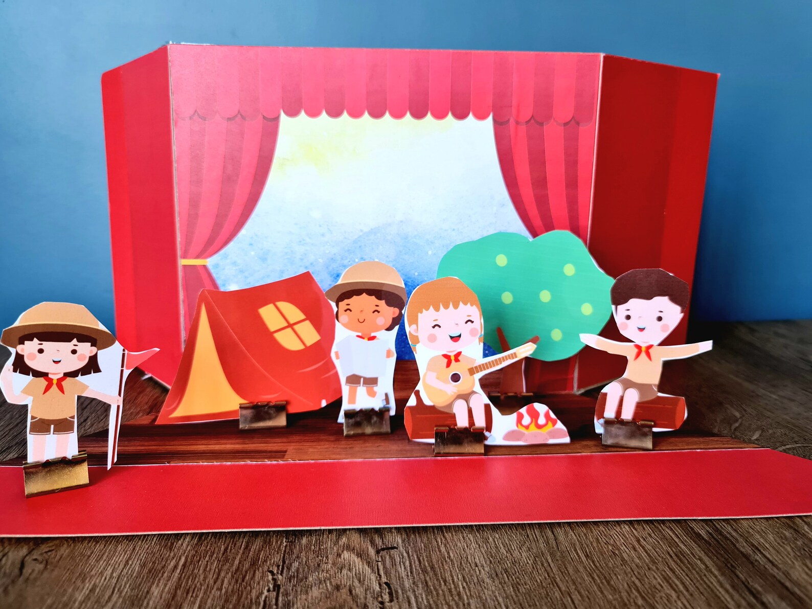 Bundle Circus Paper Dolls Puppet Theatre Stage, Craft Stick Pretend ...