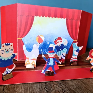 Circus Paper Puppet Theatre Stage, Craft Stick Pretend Play, Doorway ...