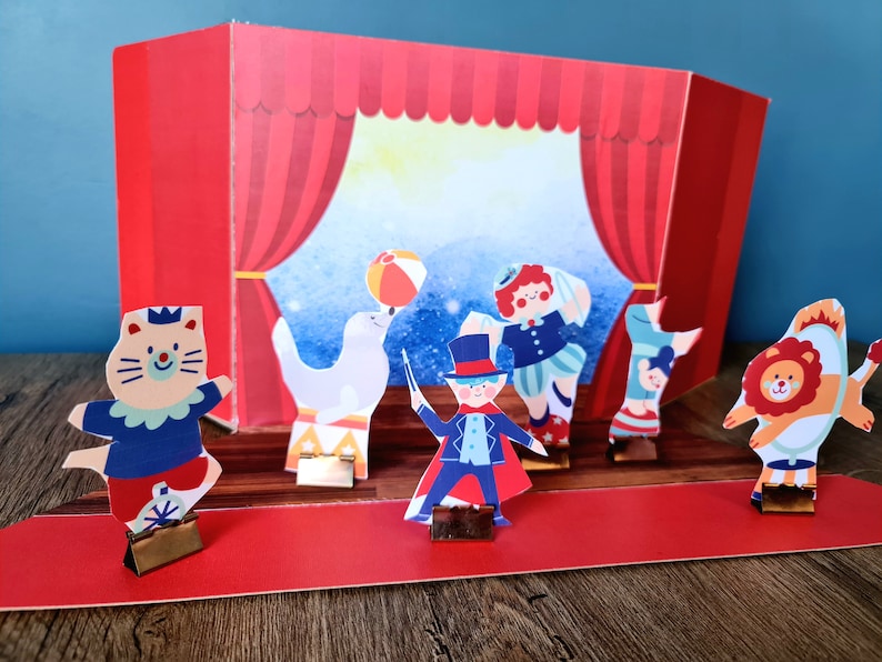 Circus Paper Puppet Theatre Stage, Craft Stick Pretend Play, Doorway ...