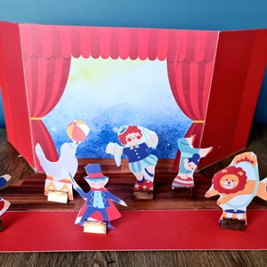 Circus Paper Puppet Theatre Stage, Craft Stick Pretend Play, Doorway ...