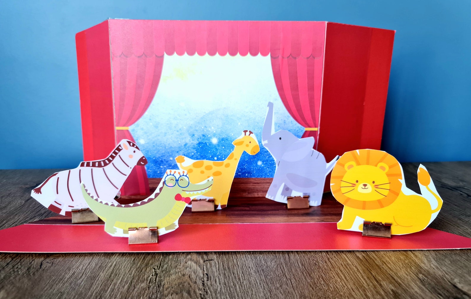 Animal Paper Puppet Theatre Stage, Craft Stick Pretend Play, Childcare ...