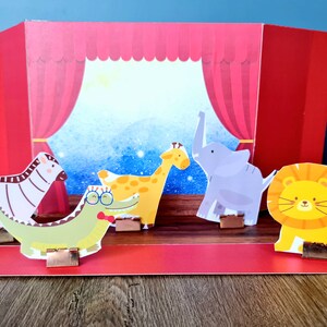 Animal Paper Puppet Theatre Stage, Craft Stick Pretend Play, Childcare ...