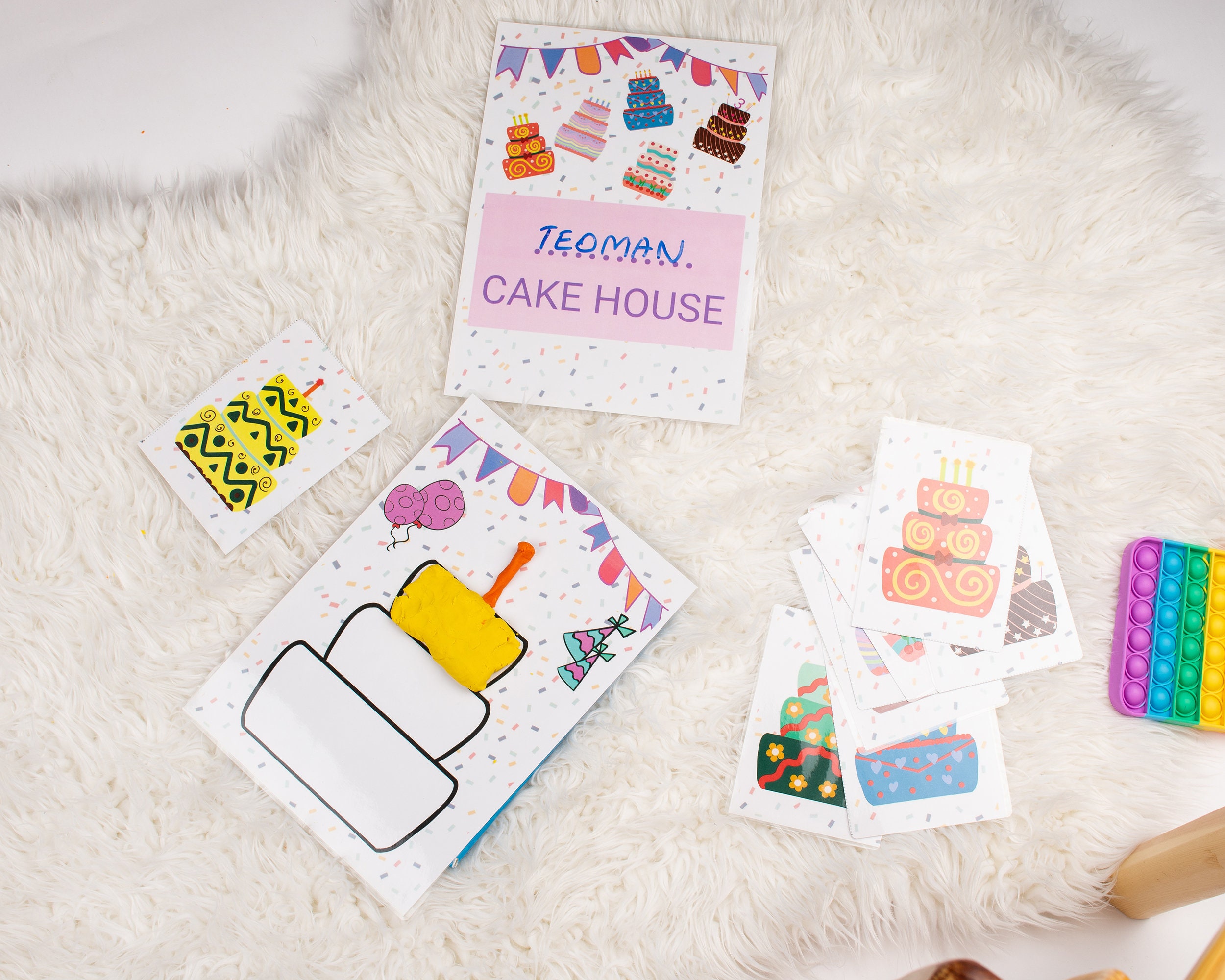 Play Dough Activity Mat Printable, Cake House Pretend Play, Fine Motor ...