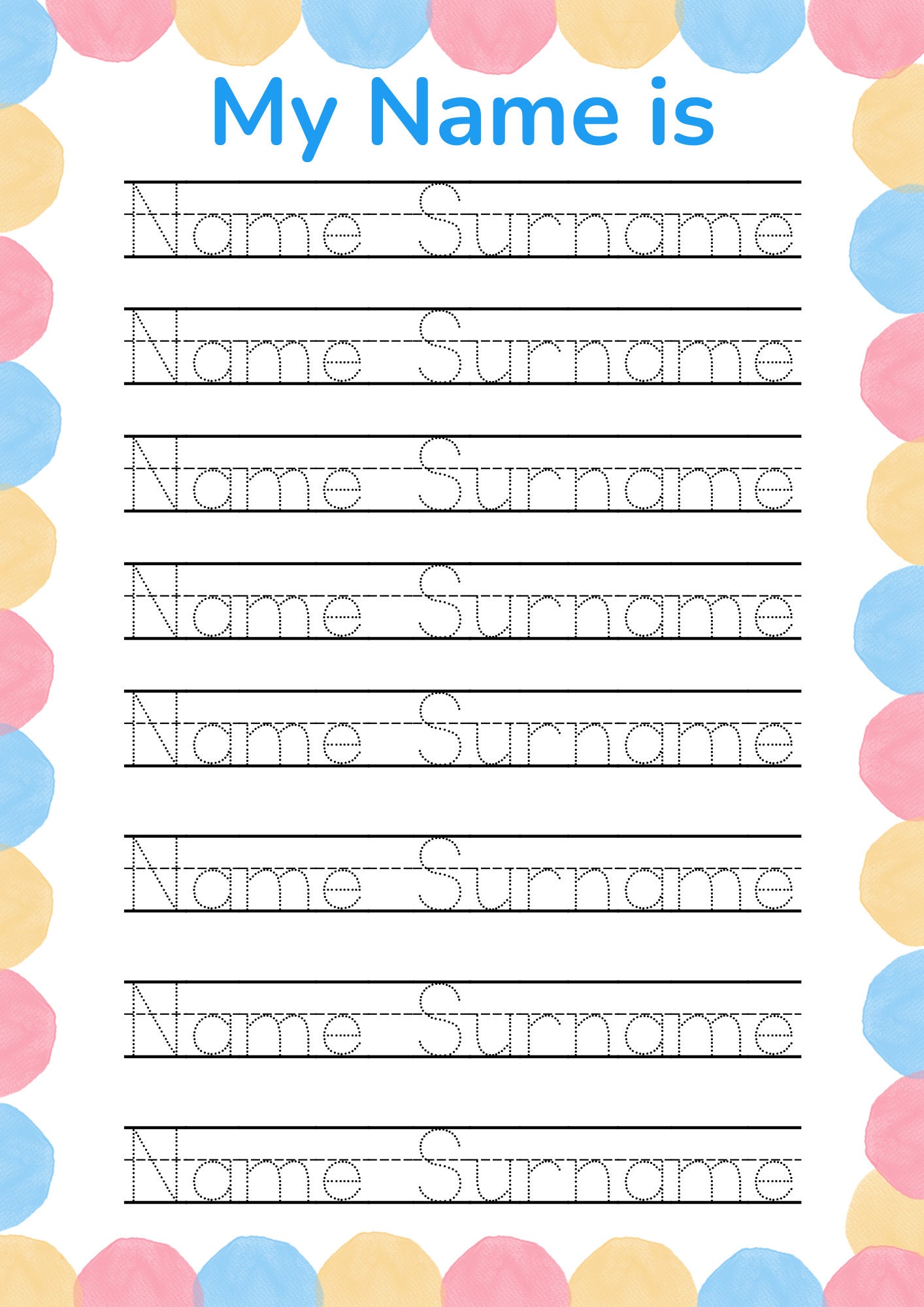 Editable Custom Name Tracing Worksheet, Personalized Handwriting ...