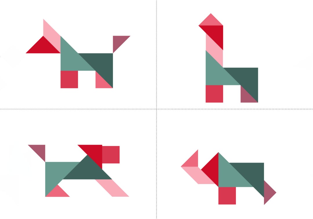 Tangram Puzzle Template Printable, Montessori Geometric Puzzle, Brain ...