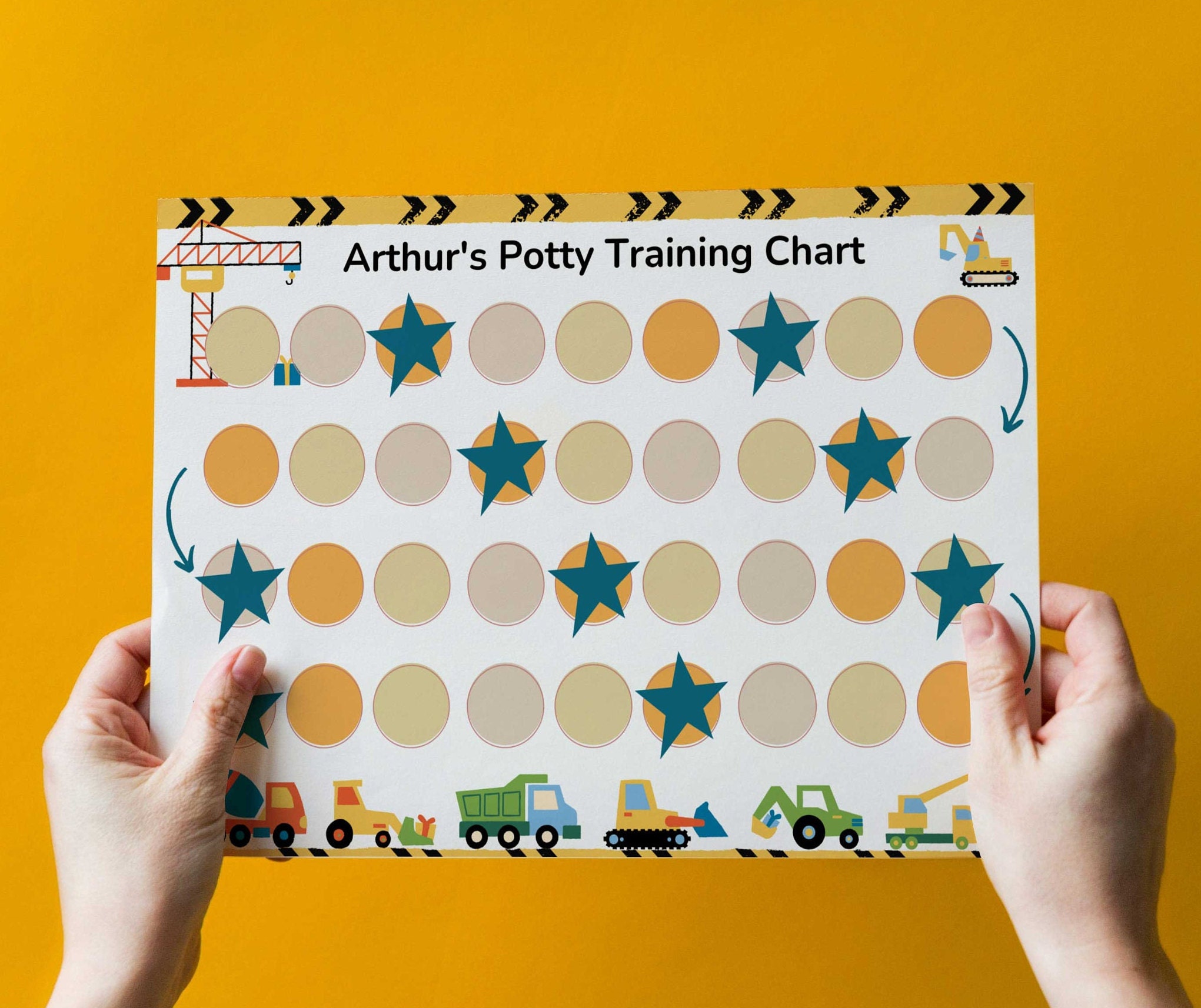 Construction Potty Training Chart, Reward Chart Printable, Behavior ...