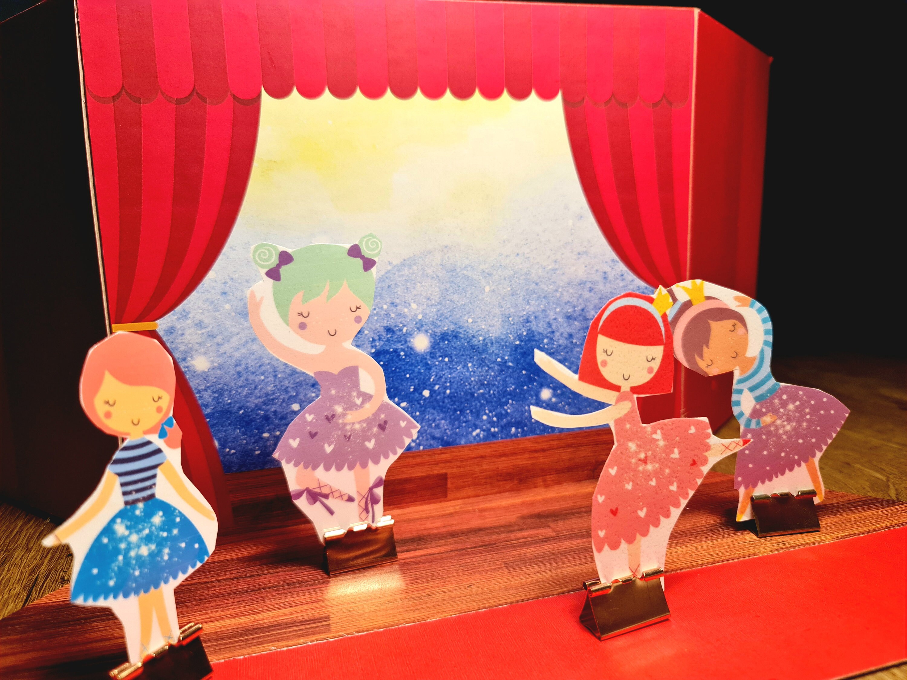 Fairy Tale Ballerina Paper Puppet Theatre Stage, Craft Stick Pretend ...