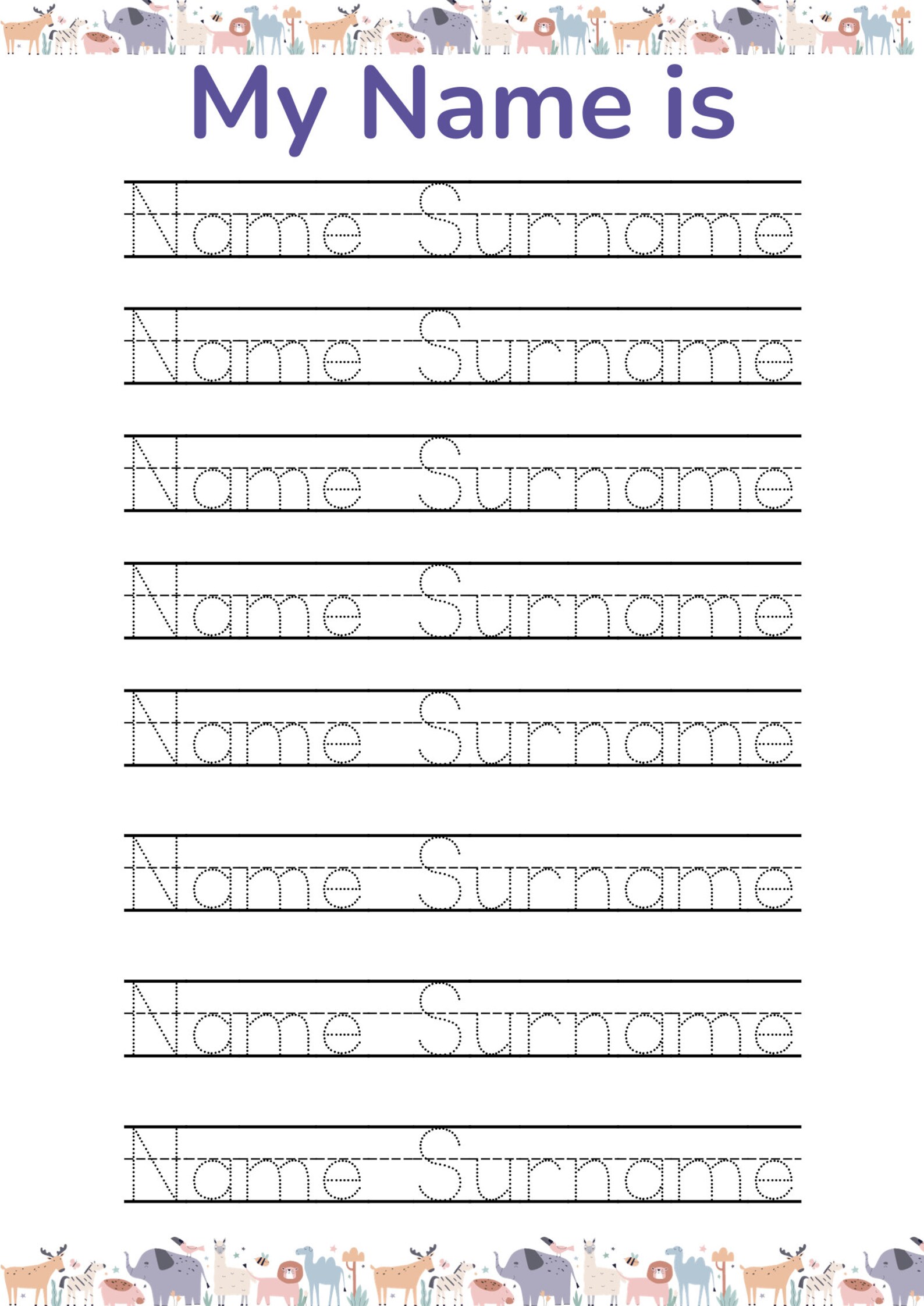 Editable Custom Name Tracing Worksheet, Personalized Handwriting ...