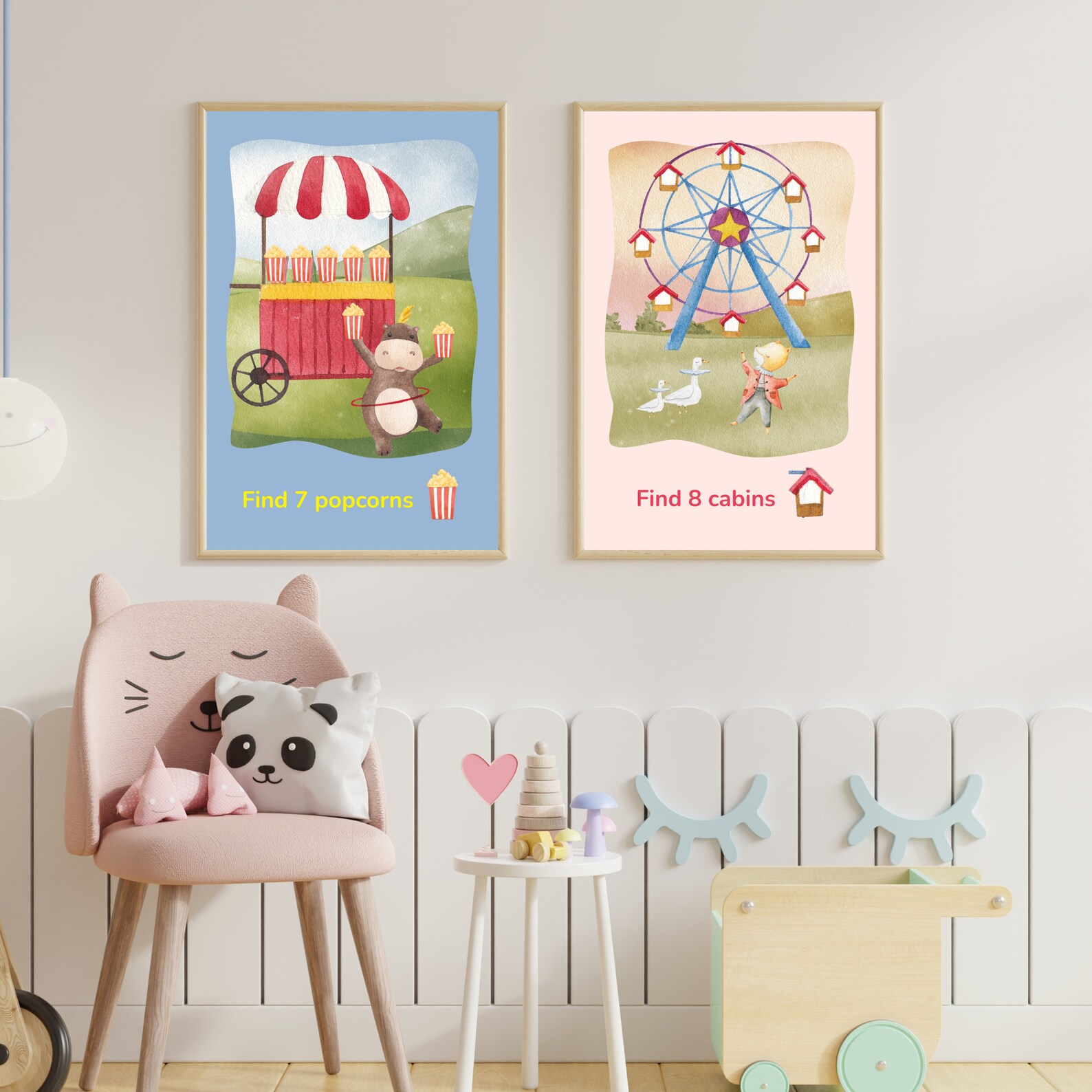 Bundle Seek & Find Counting Play Room Educational Poster, Kid Room ...