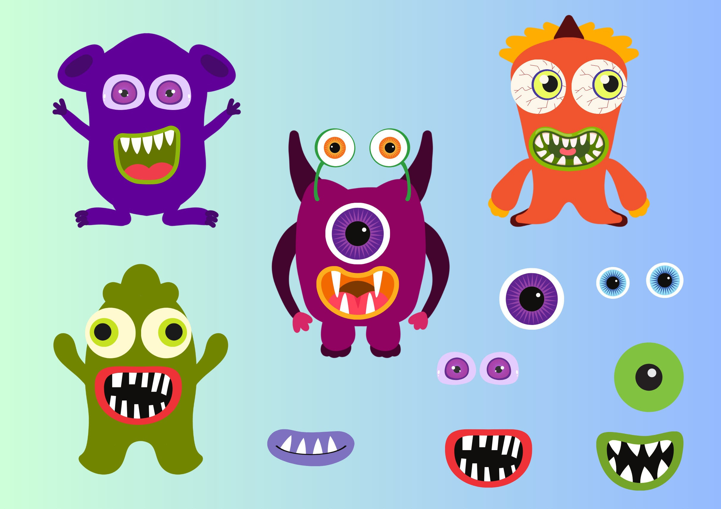 Monster Mix and Match Game Puzzle, Matching Kids Activity, Preschool ...