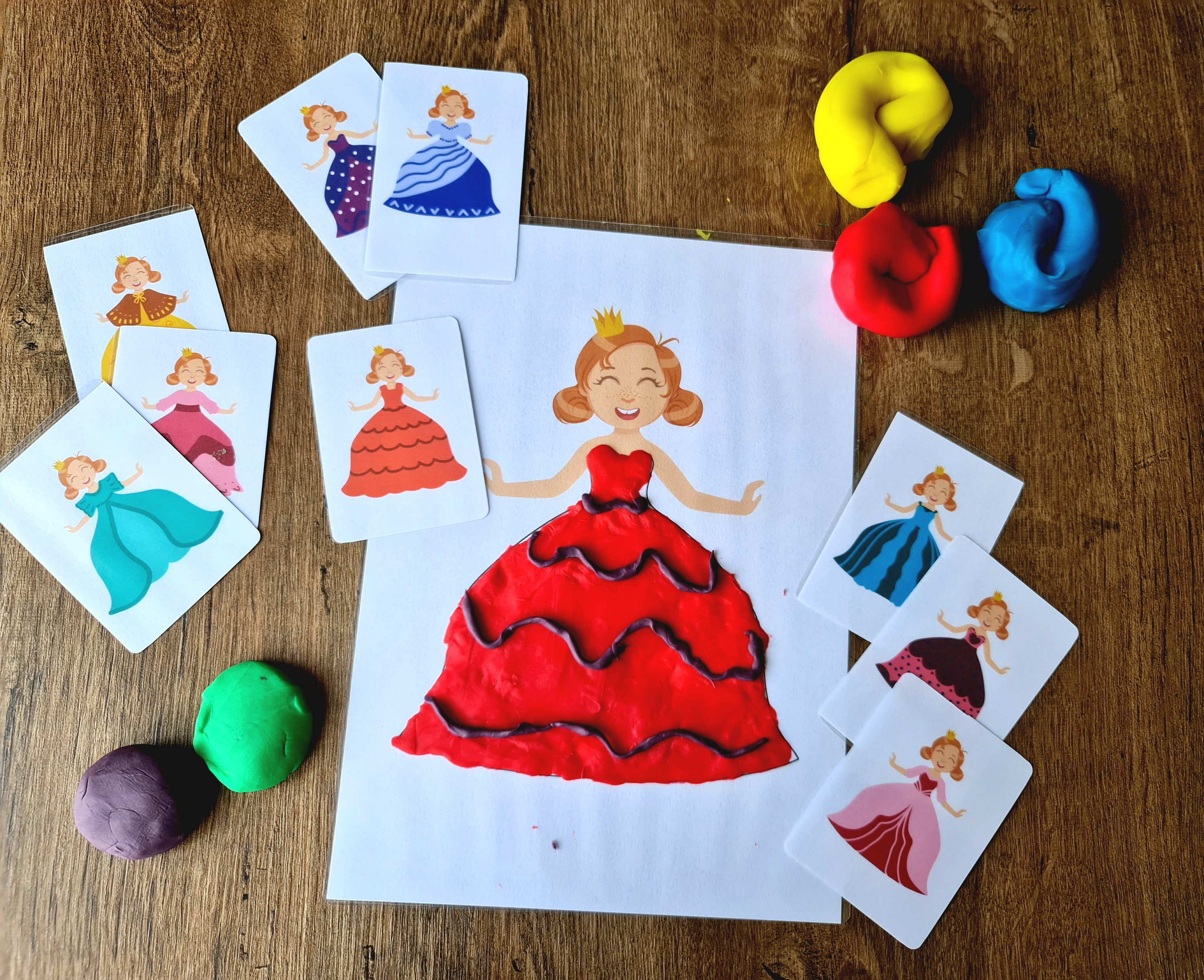 Bundle Play Dough Pretend Play Set, Princess Dress up Play Dough Mat ...