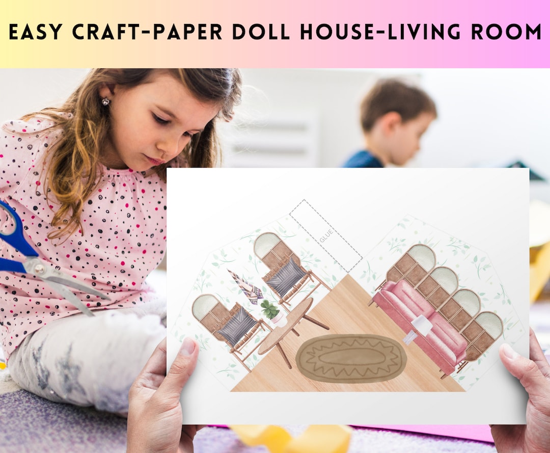 Miniature Doll House DIY Kit Living Room, Printable Dollhouse Book ...