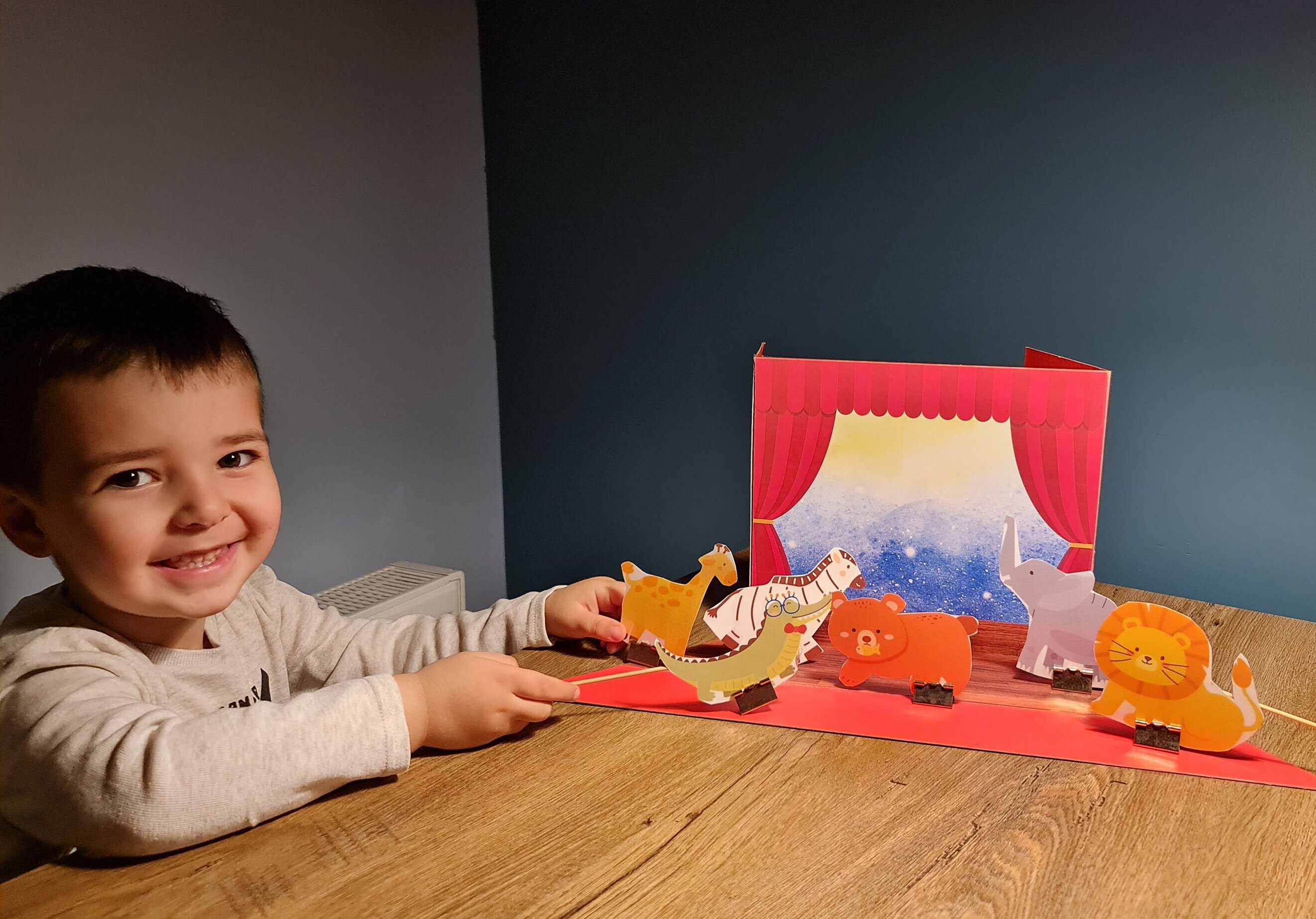 Animal Paper Puppet Theatre Stage, Craft Stick Pretend Play, Childcare ...