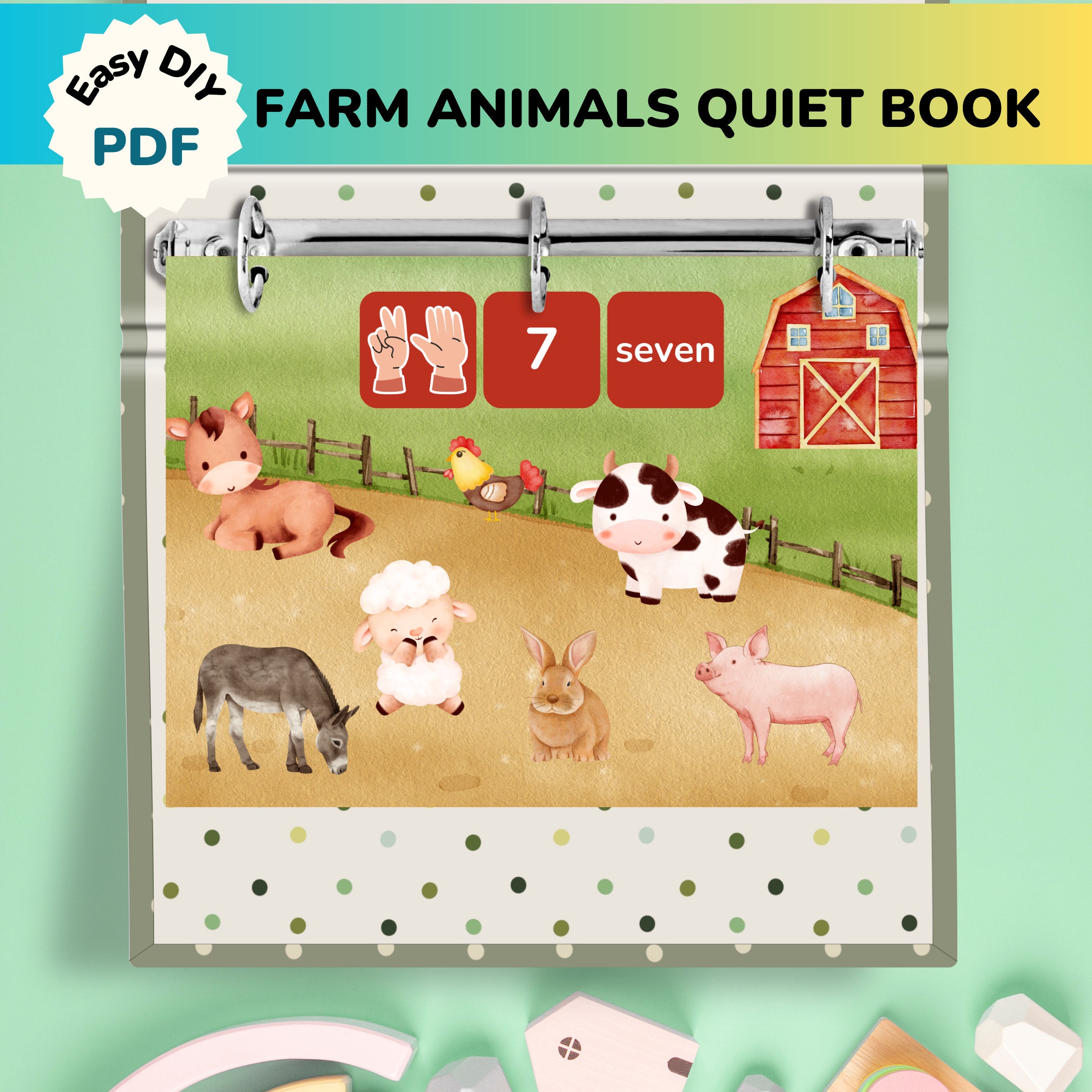 Farm Animals Toddler Quiet Book, Educational Printables, Activity Book ...