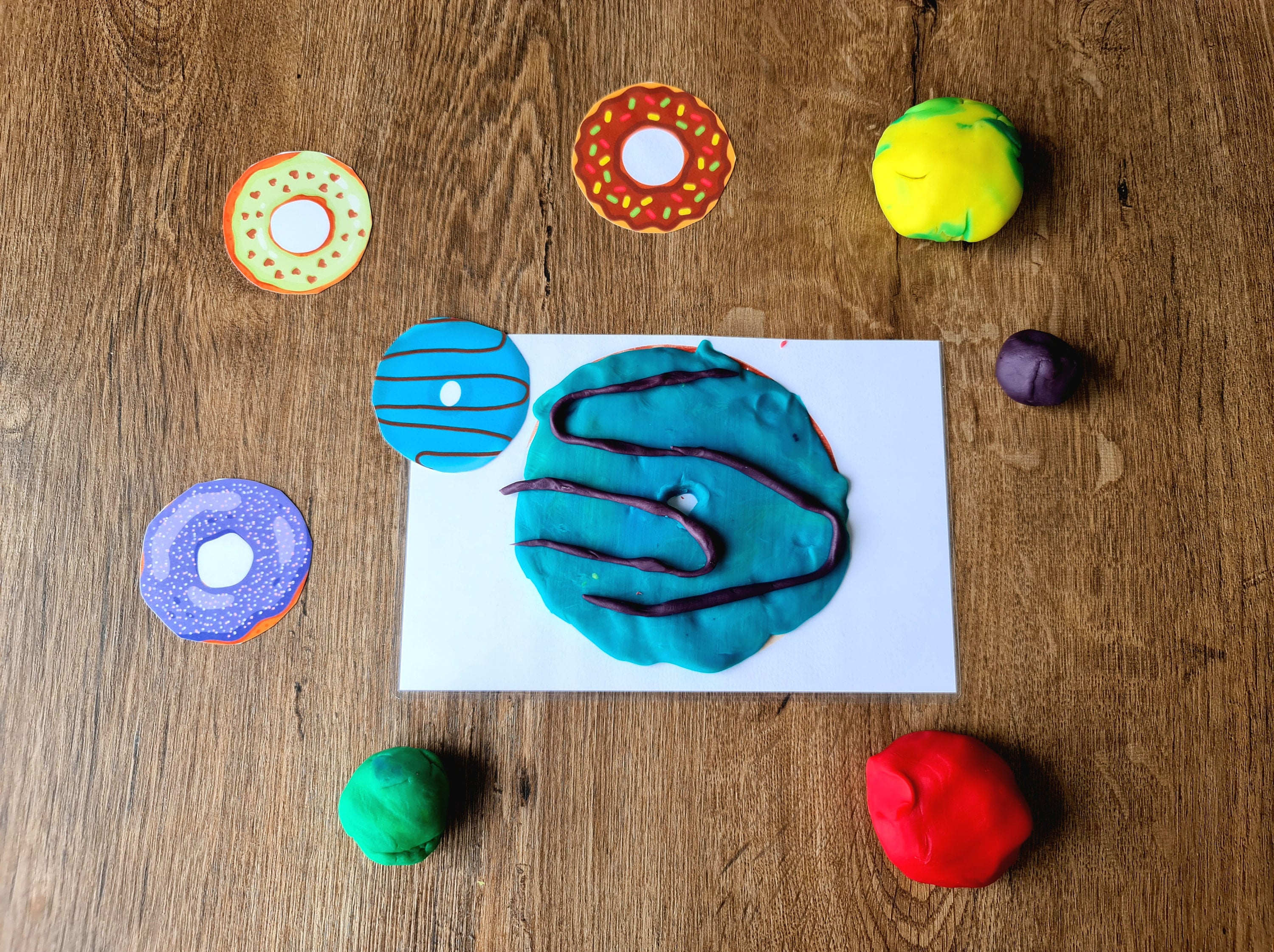 Donut Play Dough Mat Pretend Play, Fine Motor Skill, Preschool Activity ...