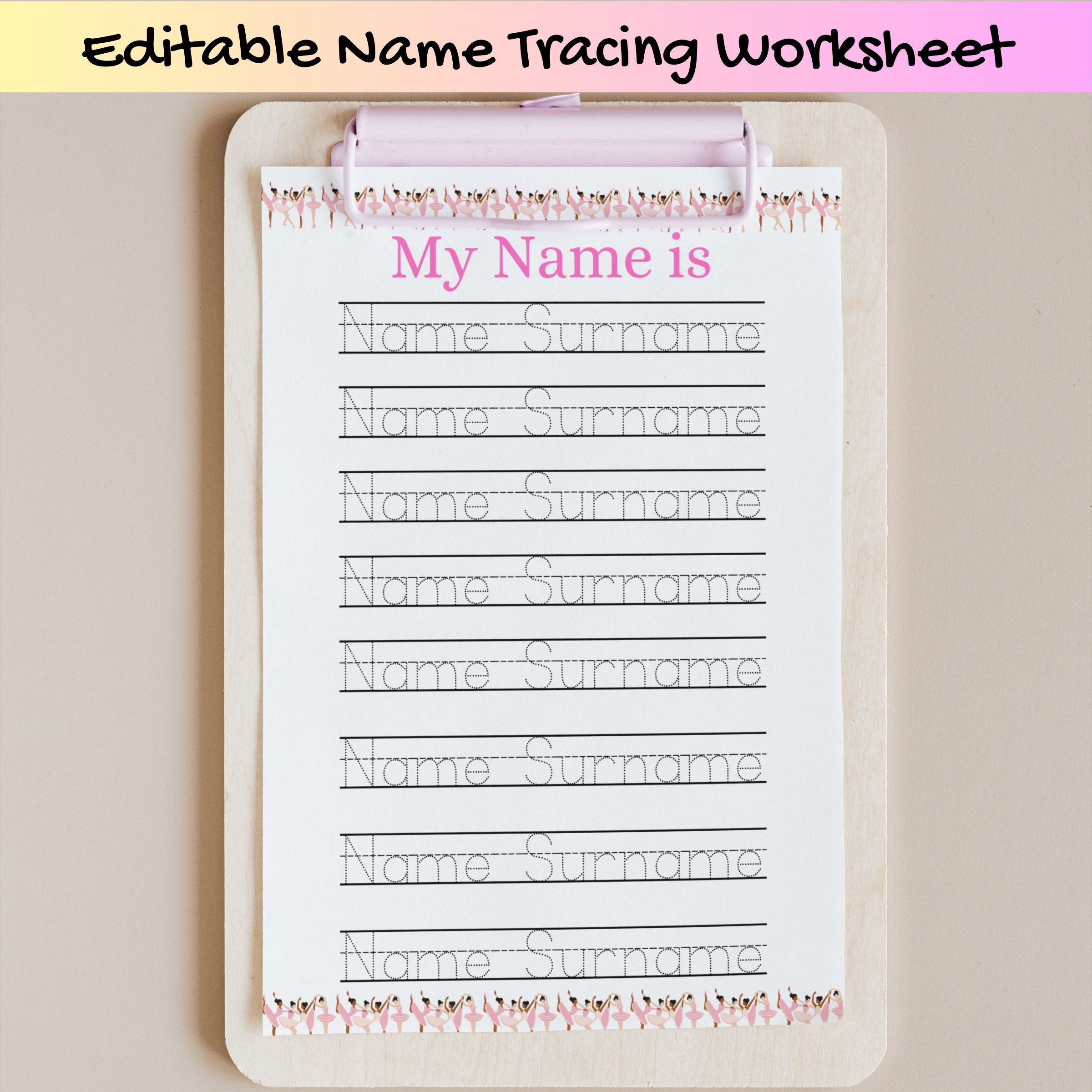 Editable Custom Name Tracing Worksheet, Personalized Handwriting ...