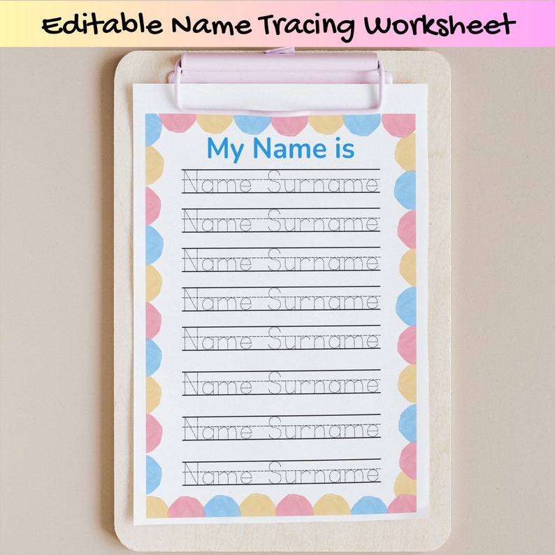 Editable Custom Name Tracing Worksheet, Personalized Handwriting ...