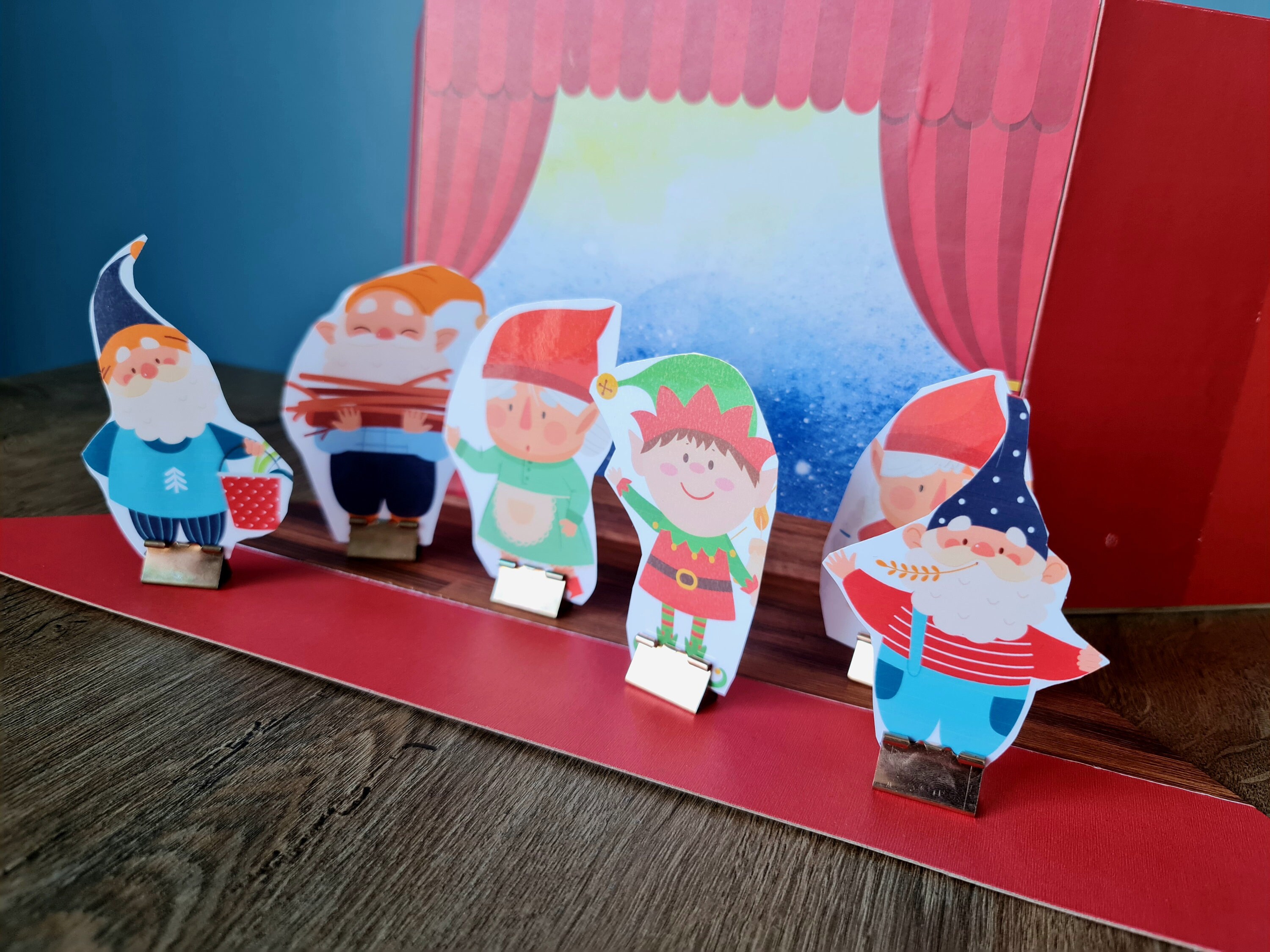 Elf Paper Puppet Theatre Stage Waldorf Toy, Craft Stick Pretend Play ...