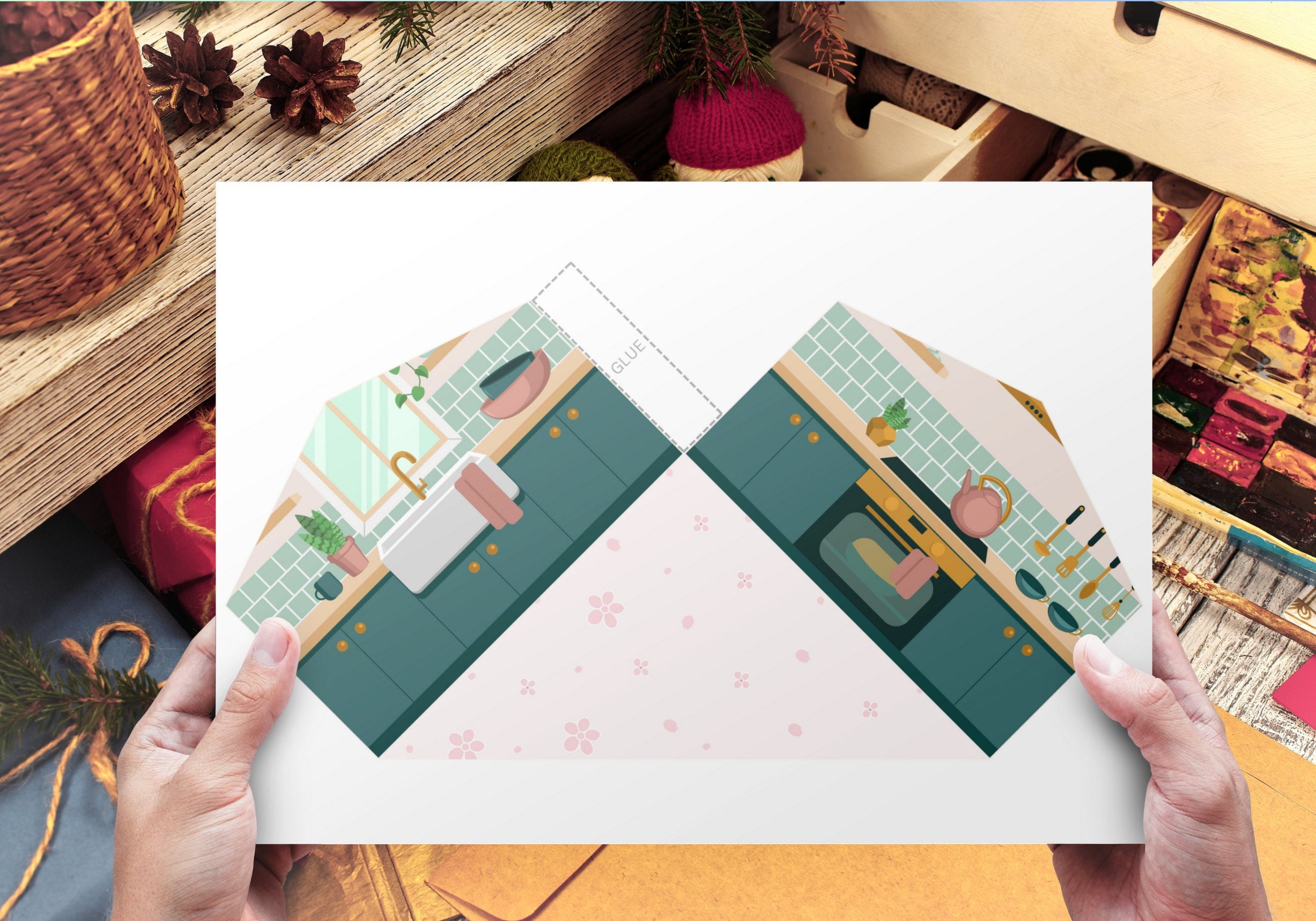 DIY Paper Miniature House Cut File, Girl Toy, Dollhouse Craft, Cut and ...